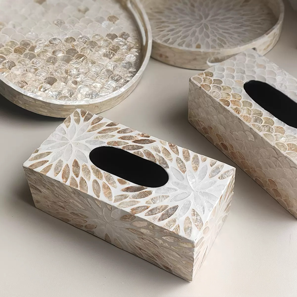 Miranda Shell Inlay Tissue Box